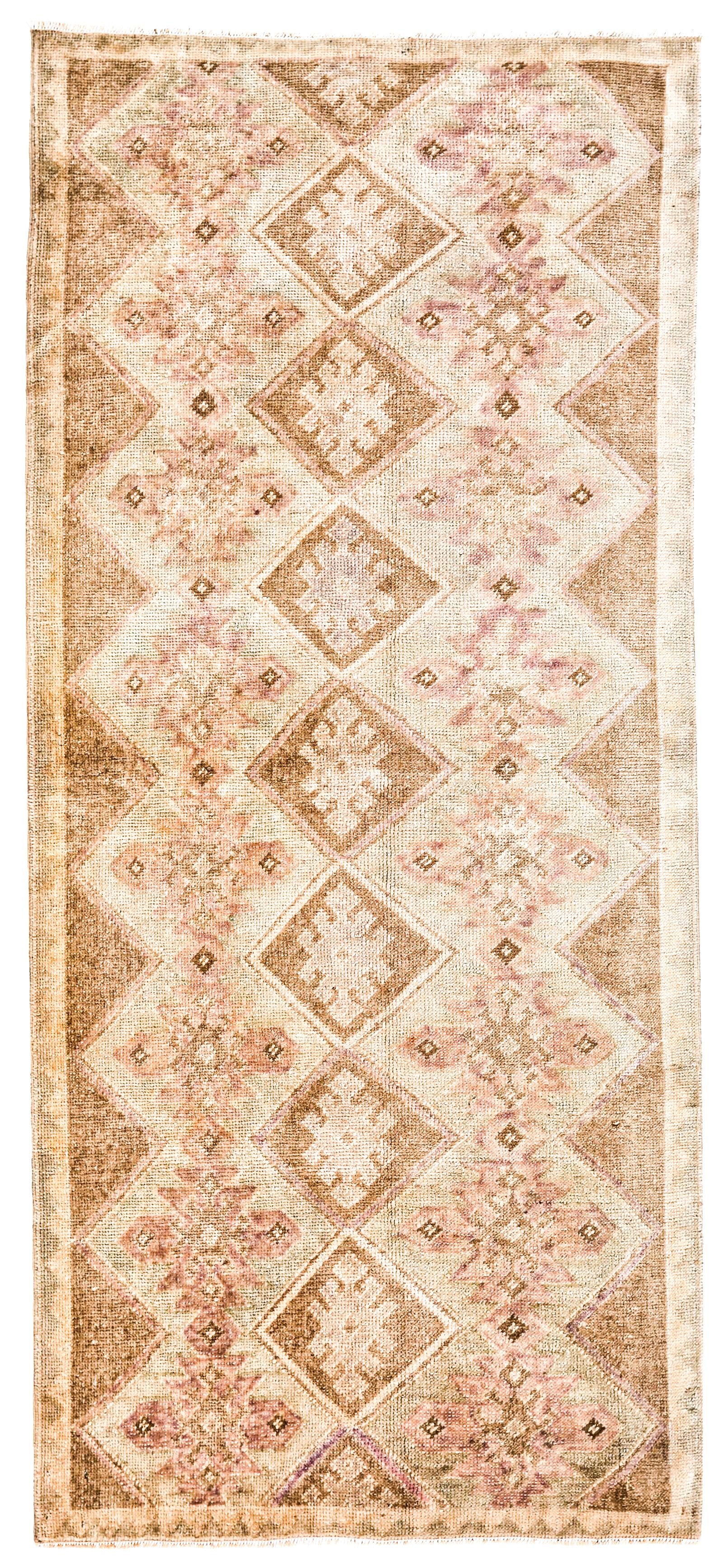 3x7 Ivory and Brown Turkish Tribal Runner – Home and Rugs